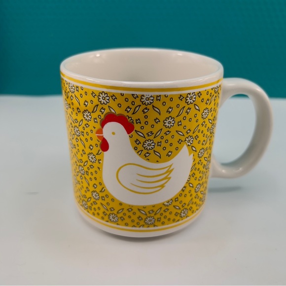 JSNY | Dining | Jsny Coffee Cup Mug White Hen Chicken Yellow Flower ...